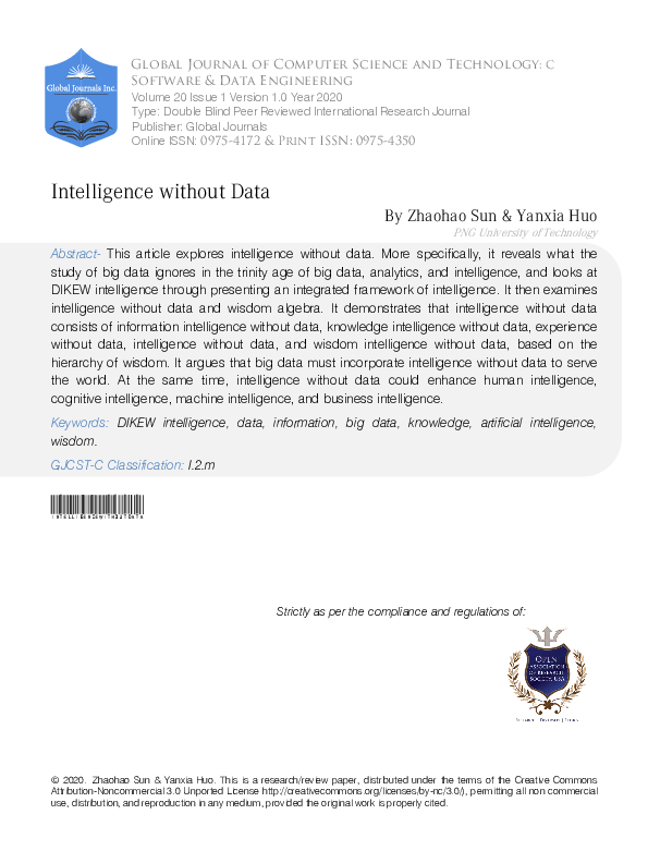 (PDF) Intelligence without Data