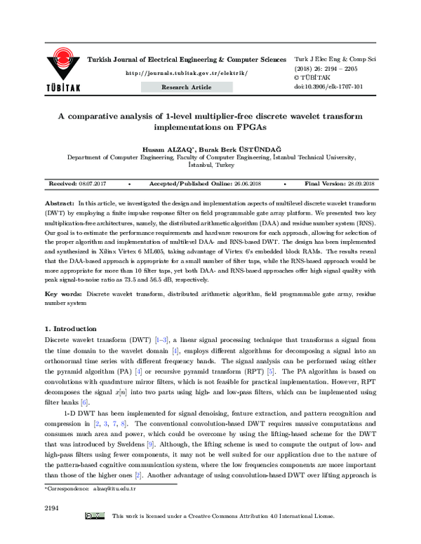 Pdf A Comparative Analysis Of 1 Level Multiplier Free Discrete Wavelet Transform 1084