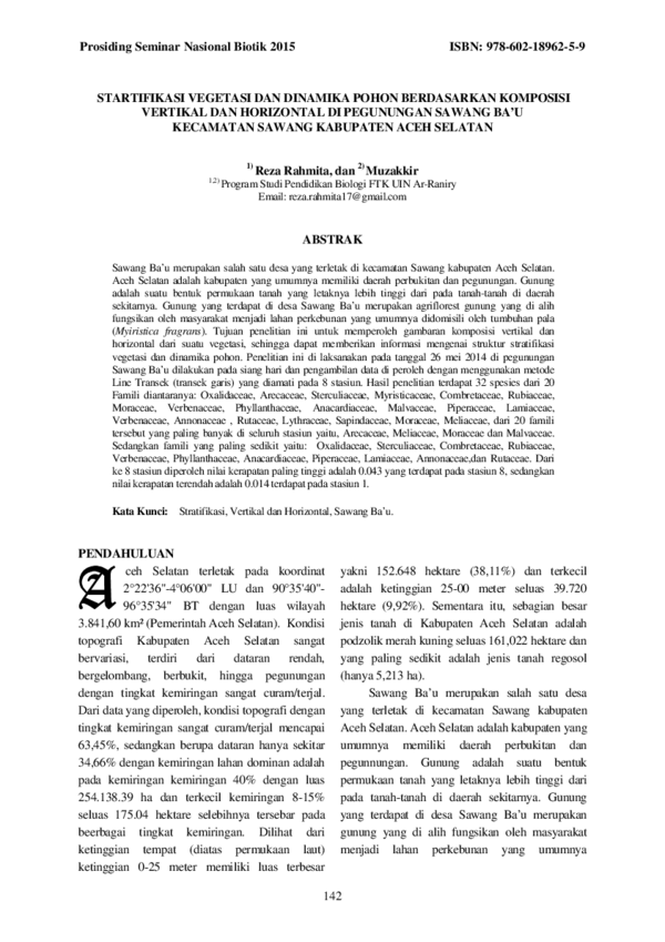 (PDF) Startifikasi Vegetasi Dan Dinamika Pohon Berdasarkan Komposisi Vertikal Dan Horizontal DI ...