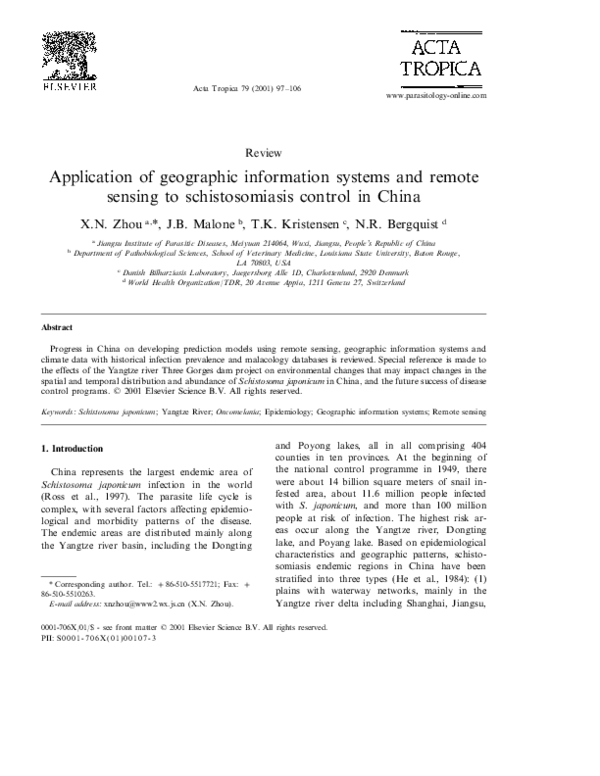 (PDF) Application of geographic information systems and remote sensing to schistosomiasis ...
