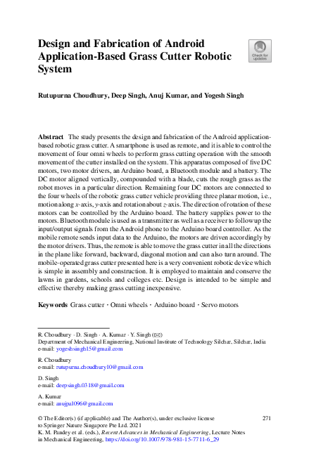 Pdf Design And Fabrication Of Android Application Based Grass Cutter