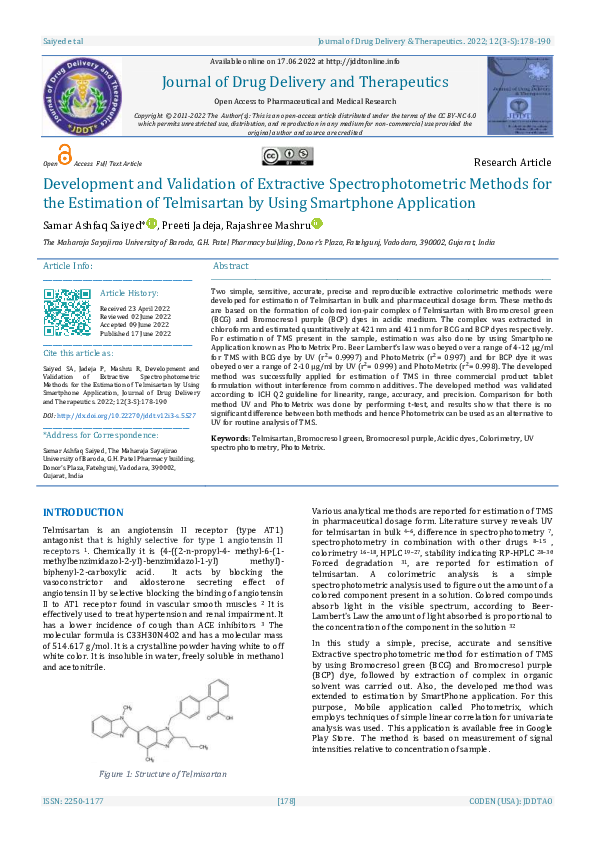 (PDF) Development and Validation of Extractive Spectrophotometric Methods for the Estimation of ...