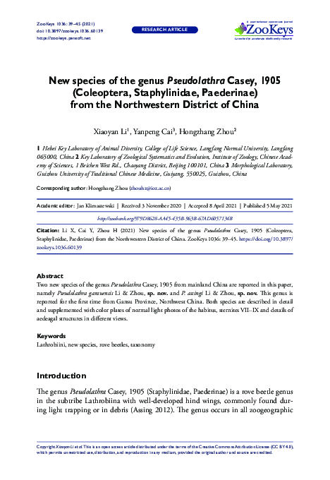 (PDF) New species of the genus Pseudolathra Casey, 1905 (Coleoptera ...