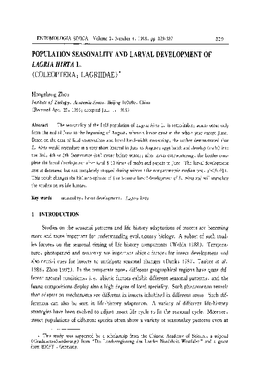 (PDF) Population Seasonality and Larval Development of Lagria Hirta L. (Coleoptera: Lagriidae)