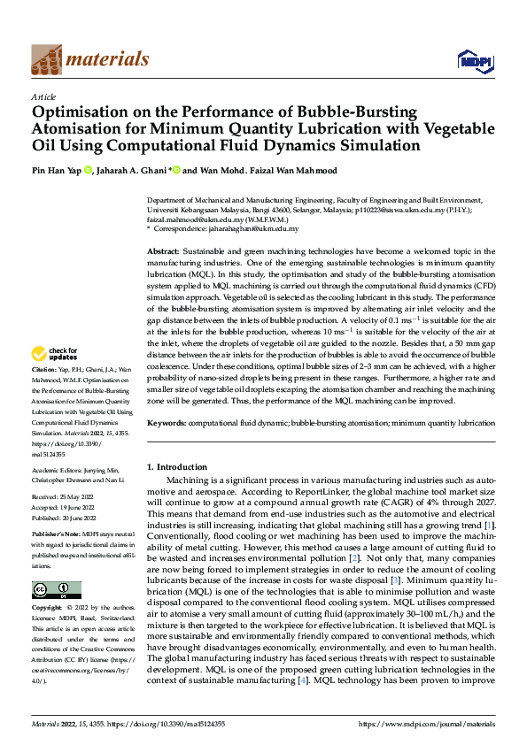 (PDF) Optimisation on the Performance of Bubble-Bursting Atomisation for Minimum Quantity ...