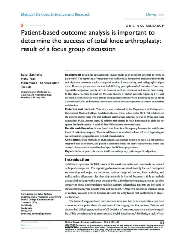 (PDF) Patient-based outcome analysis is important to determine the ...
