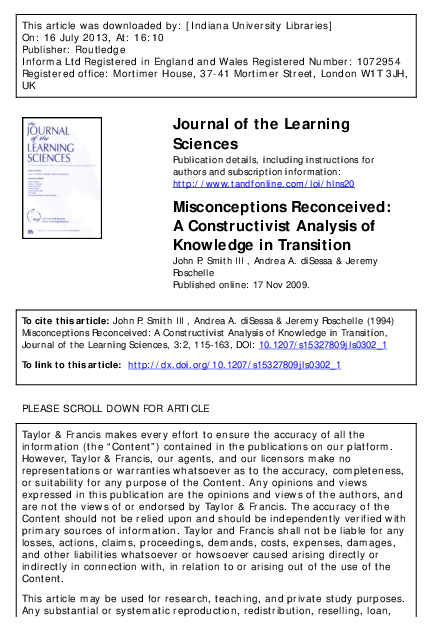 (PDF) Misconceptions Reconceived: A Constructivist Analysis of Knowledge in Transition