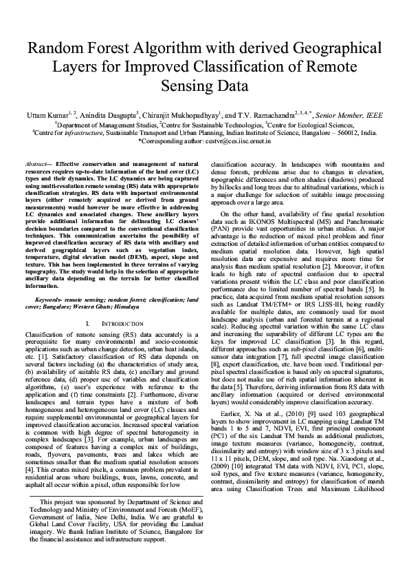 (PDF) Random forest algorithm with derived geographical layers for improved classification of ...