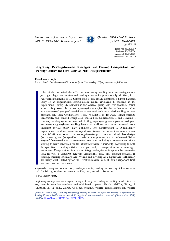 (PDF) Integrating Reading-to-write Strategies and Pairing Composition ...