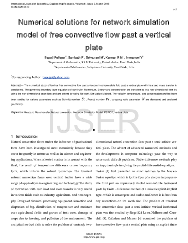 (PDF) Numerical solutions for network simulation model of free convective flow past a vertical plate