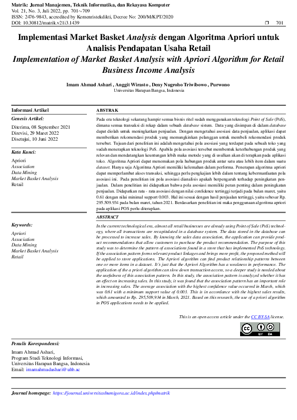 (PDF) Implementasi Market Basket Analysis dengan Algoritma Apriori ...