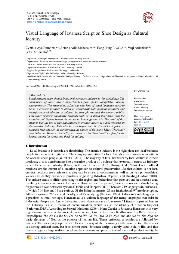 (PDF) Visual Language of Javanese Script on Shoe Design as Cultural ...