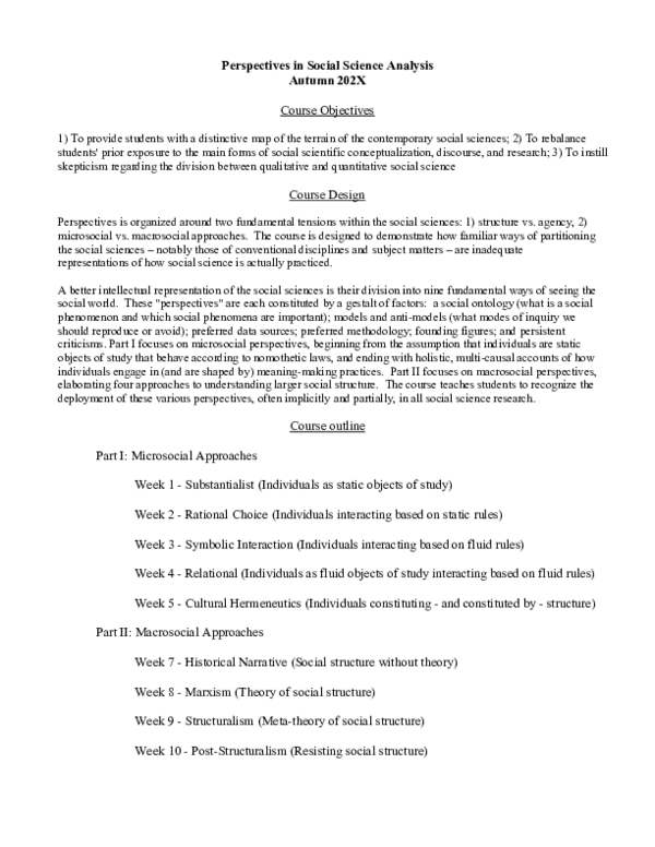(PDF) Perspectives in Social Science Analysis