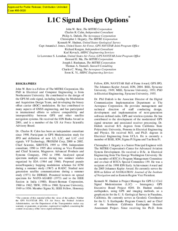 (PDF) L1C Signal Design Options | Jeremy Jones - Academia.edu