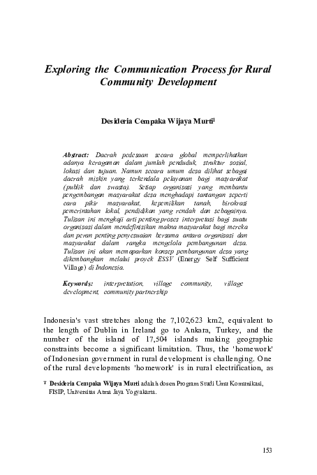 (PDF) Exploring the Communication Process for Rural Community Development