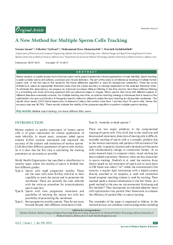 (PDF) A new method for multiple sperm cells tracking