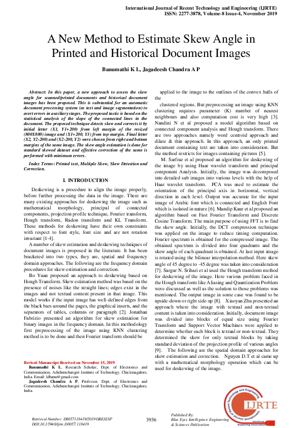 (PDF) A New Method to Estimate Skew Angle in Printed and Historical Document Images