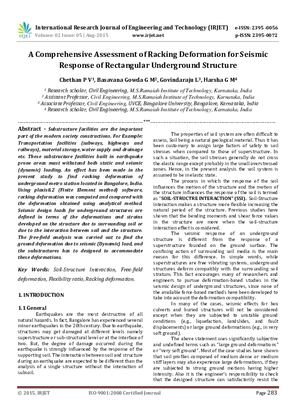 (PDF) A Comprehensive Assessment of Racking Deformation for Seismic ...