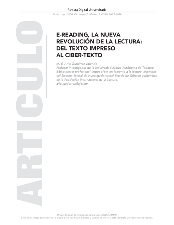 (PDF) E-Reading, la nueva revolución de la lectura: del texto impreso ...