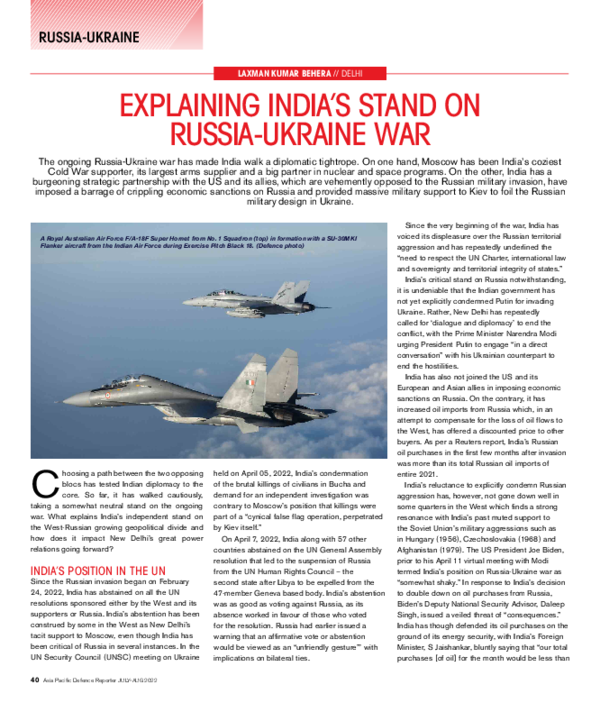 (PDF) EXPLAINING INDIA’S STAND ON RUSSIA-UKRAINE WAR
