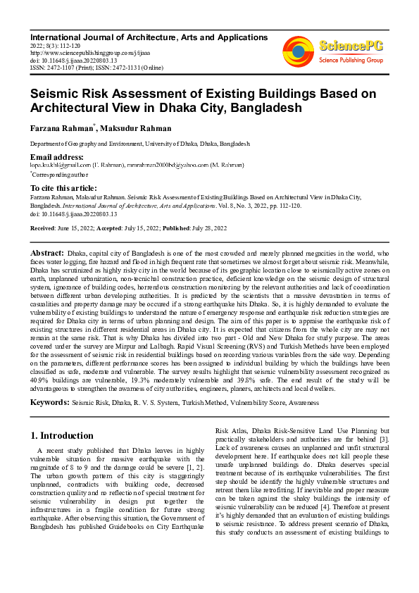 (PDF) Seismic Risk Assessment of Existing Buildings Based on ...