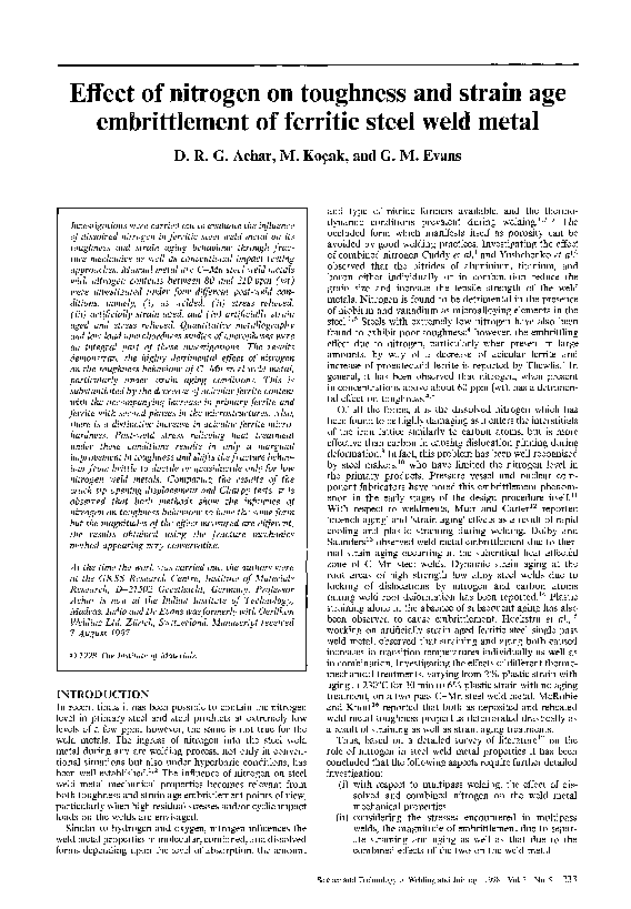(PDF) Effect of nitrogen on toughness and strain age embrittlement of ...