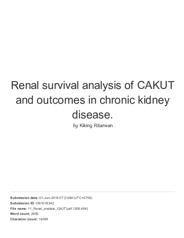 (PDF) Renal survival analysis of CAKUT and outcomes in chronic kidney ...