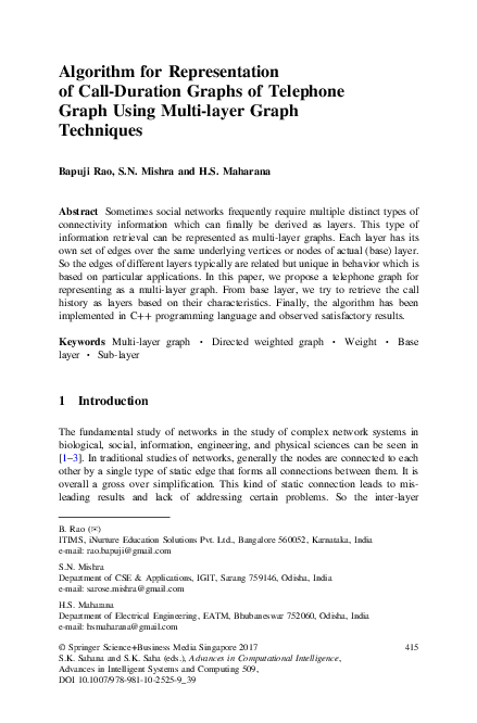 (PDF) Algorithm for Representation of Call-Duration Graphs of Telephone ...