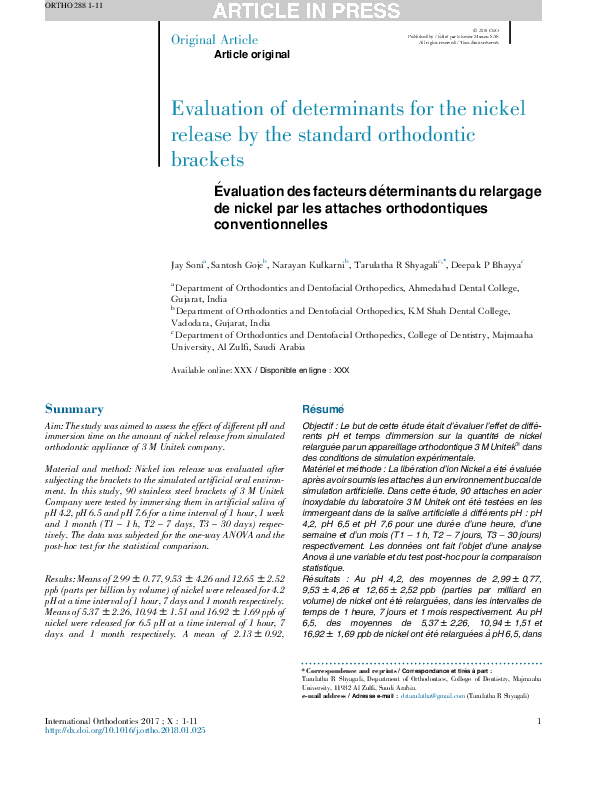 (PDF) Evaluation of determinants for the nickel release by the standard ...