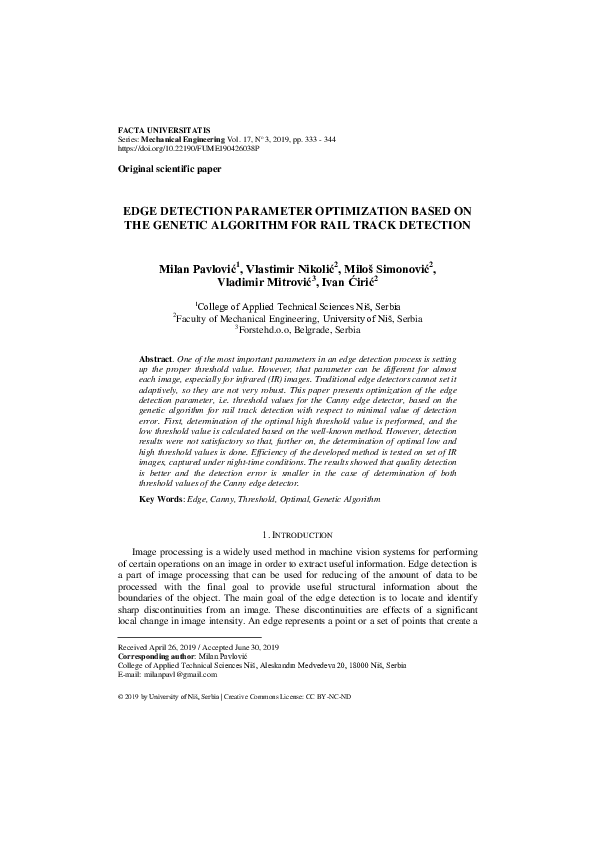 (PDF) Edge Detection Parameter Optimization Based on the Genetic ...