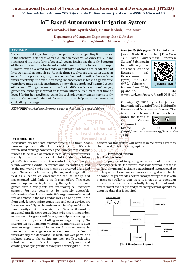 (PDF) IoT Based Autonomous Irrigation System