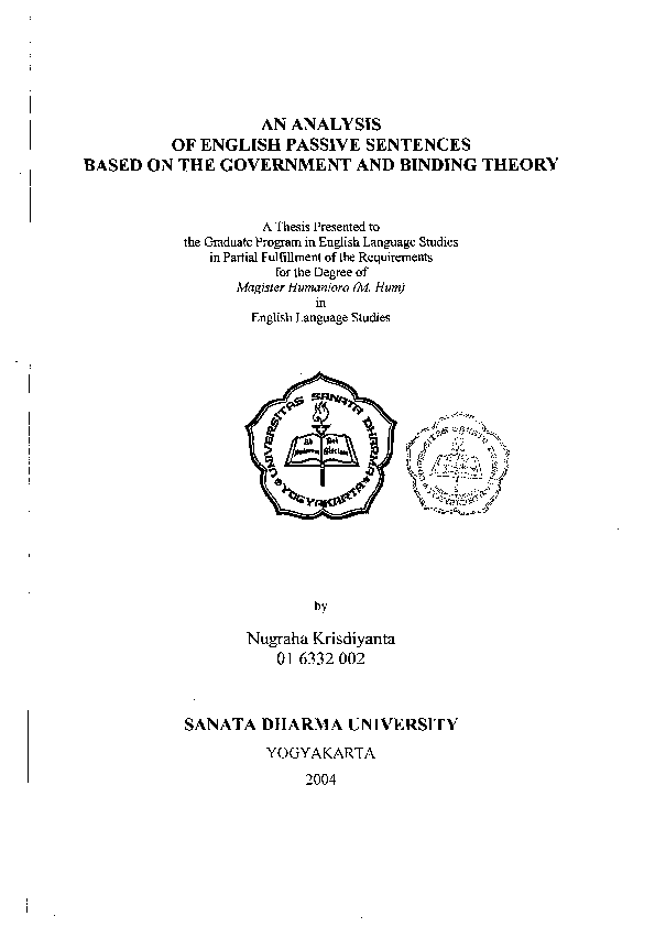 (PDF) An analysis of english passive sentences based on the government and binding theory