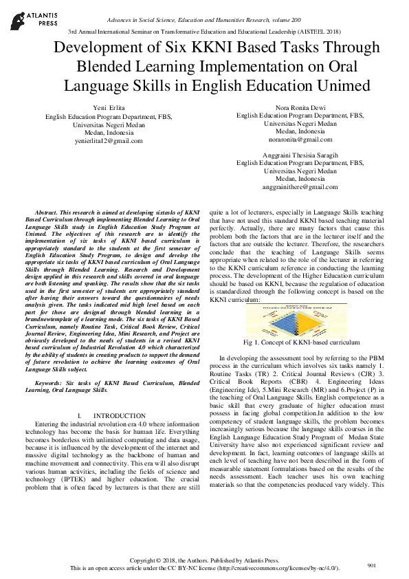 (PDF) Development of Six KKNI Based Tasks Through Blended Learning Implementation on Oral ...