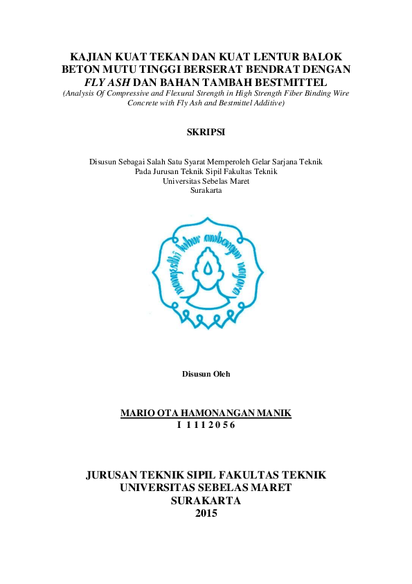(PDF) Kajian Kuat Tekan Dan Kuat Lentur Balok Beton Mutu Tinggi ...