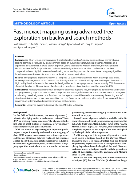 Pdf Fast Inexact Mapping Using Advanced Tree Exploration On Backward Search Methods
