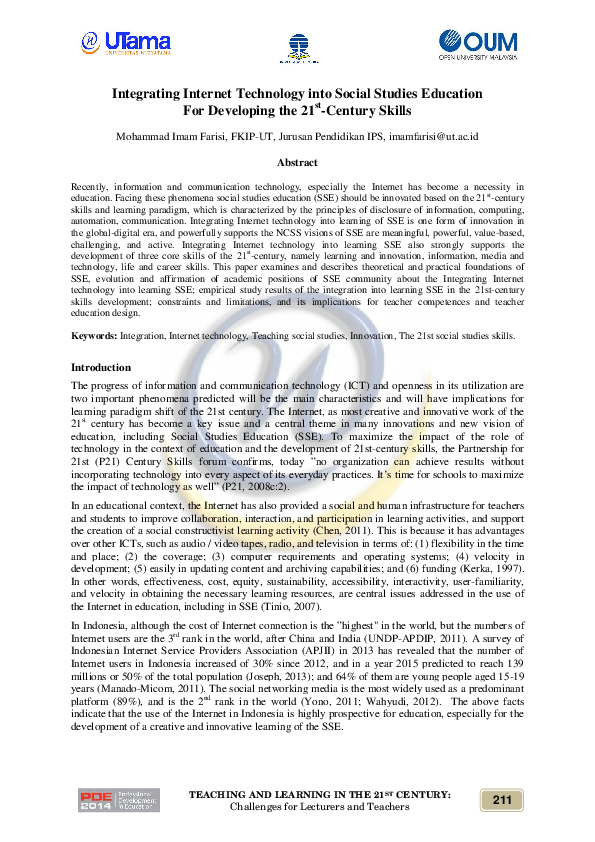 (PDF) INTEGRATING INTERNET TECHNOLOGY INTO SOCIAL STUDIES EDUCATION FOR ...