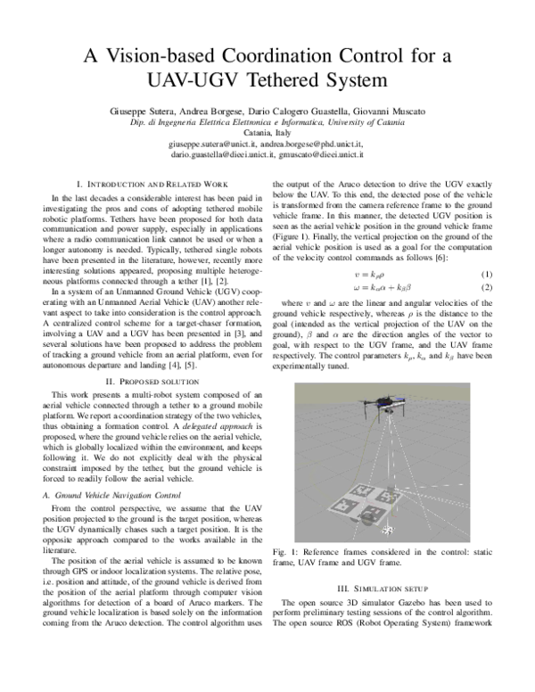 (PDF) A Vision-based Coordination Control for a UAV-UGV Tethered System