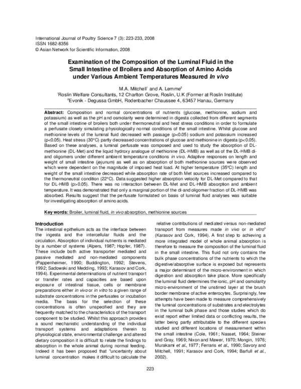 (PDF) Examination of the Composition of the Luminal Fluid in the Small ...