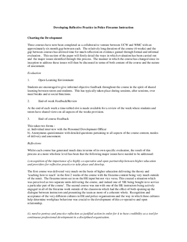 (PDF) Developing Reflective Practice in Police Firearms Instruction