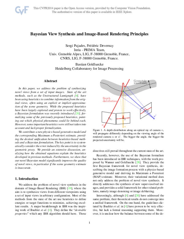 (PDF) Bayesian View Synthesis and Image-Based Rendering Principles
