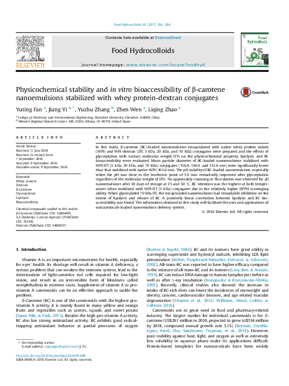 (PDF) The physicochemical stability and in vitro bioaccessibility of beta-carotene in oil-in ...
