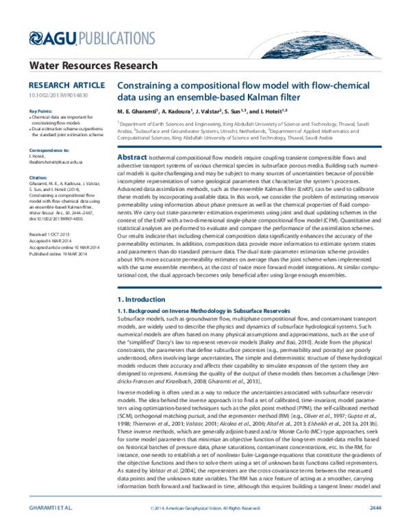 (PDF) Constraining a compositional flow model with flow-chemical data using an ensemble-based ...