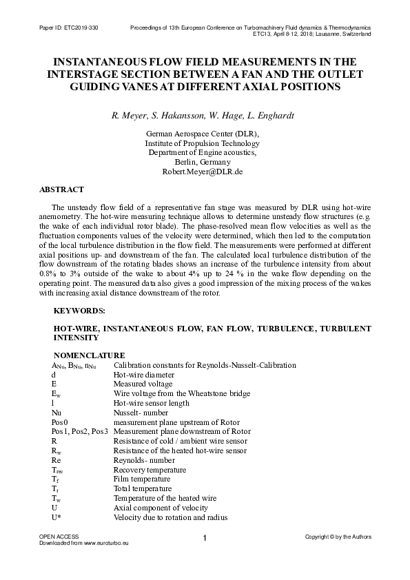 (PDF) Instantaneous flow field measurements in the interstage section ...