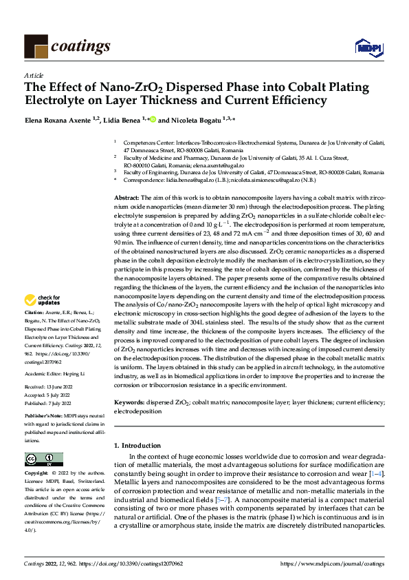 (PDF) Nano-ZrO2 Influence on Cobalt Plating Efficiency