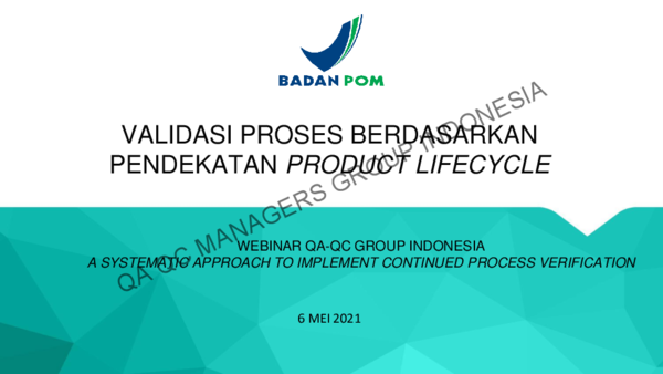 (PDF) Validasi Proses Berdasarkan Pendekatan Lifecycle