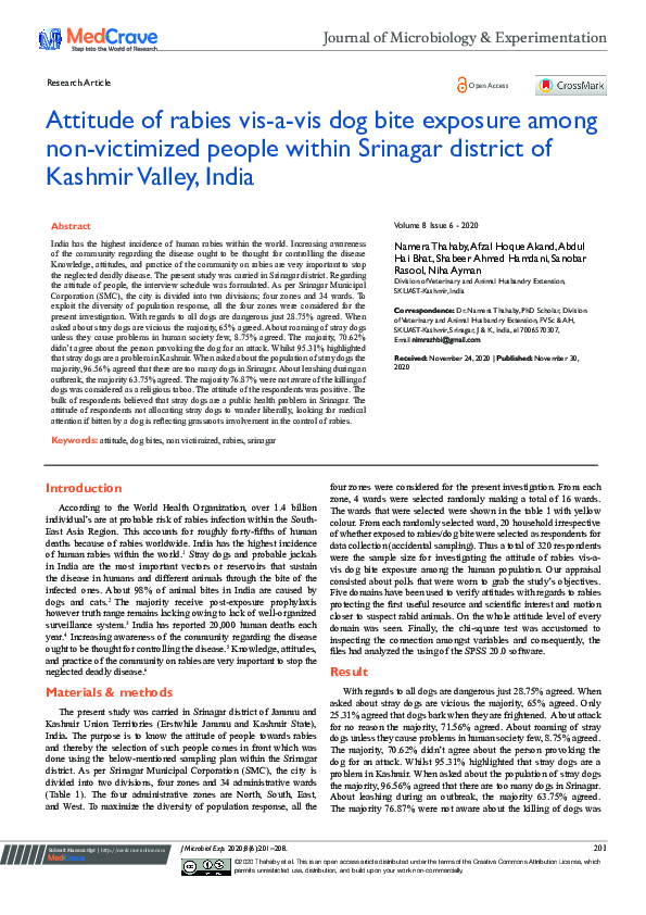 (PDF) Attitude of rabies vis-a-vis dog bite exposure among non ...