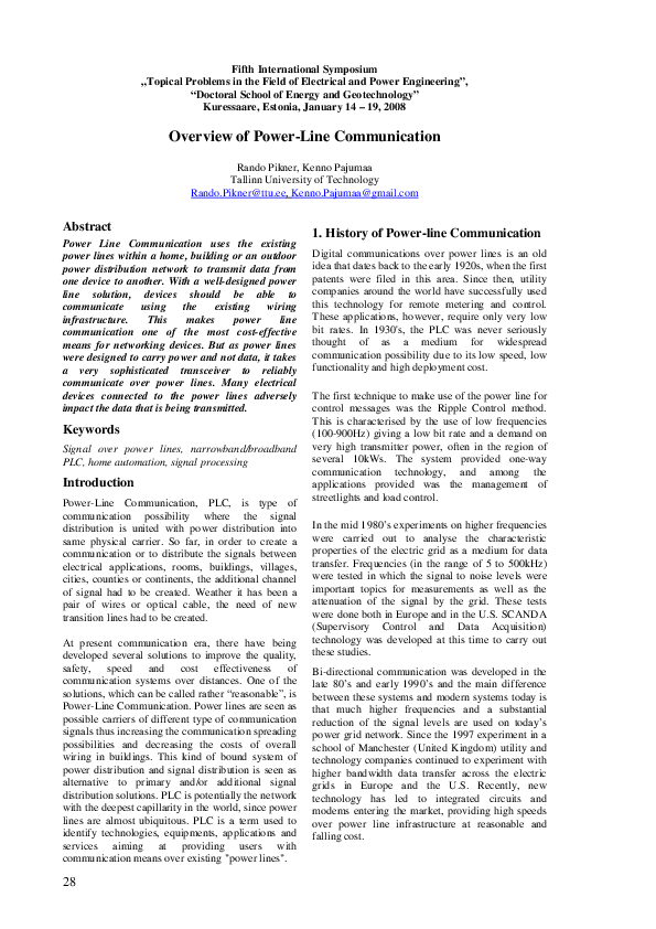 (PDF) Overview of PowerLine Communication