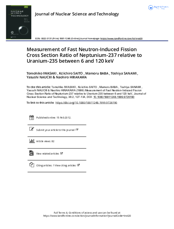 (PDF) Measurement of Fast Neutron-Induced Fission Cross Section Ratio ...