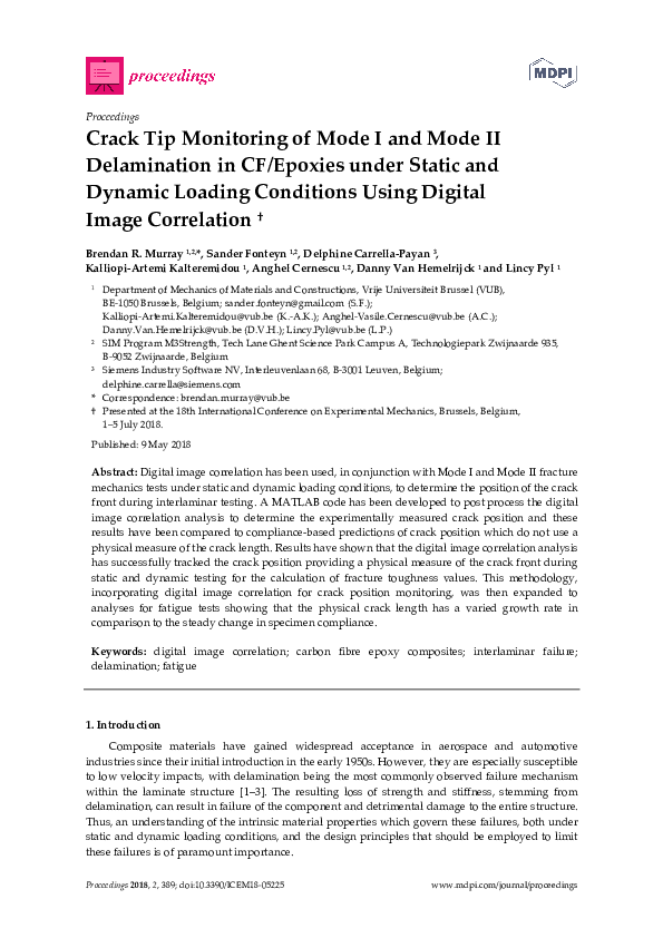 (PDF) Crack Tip Monitoring of Mode I and Mode II Delamination in CF/Epoxies under Static and ...