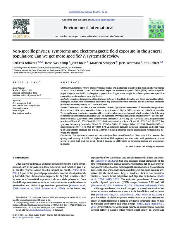 (PDF) physical symptoms and electromagnetic fi eld exposure in the ...